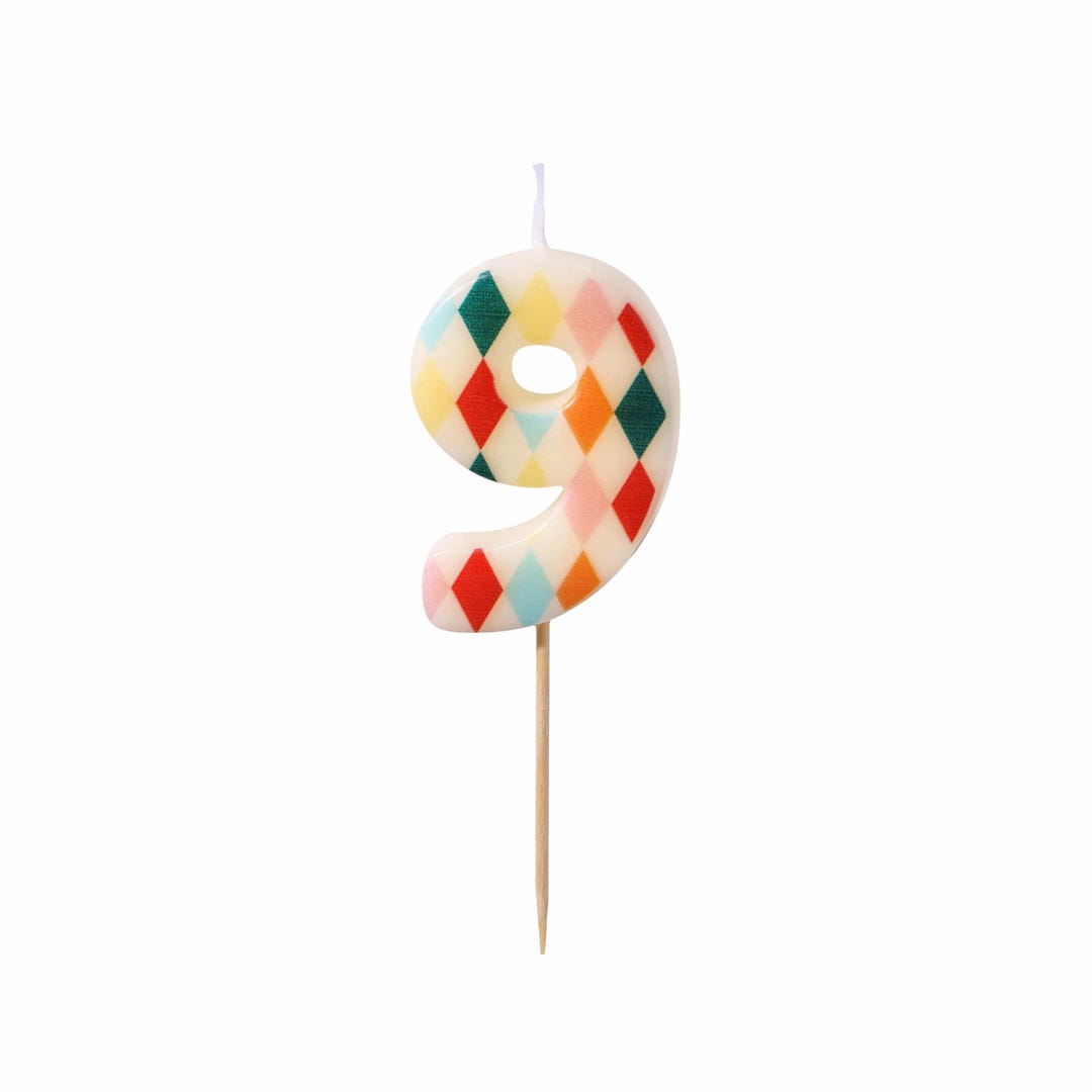 Circus Party Number 9 Candle, Rhombus Number 9 Candle, 9th Birthday ...