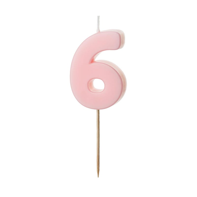 Pink Number 6 Candle - Etsy UK
