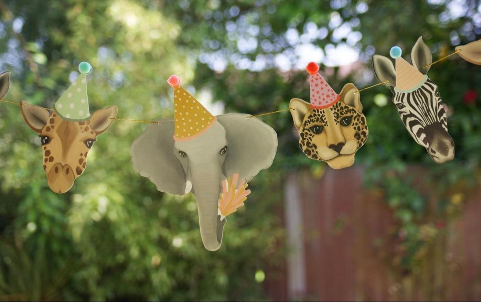 Safari Party Supplies, Party Animal Safari Party Garland With Pom Poms ...