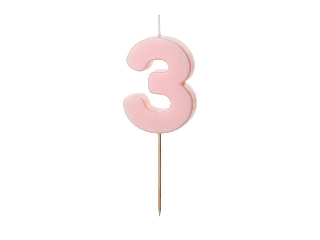 Light Pink Number 3 Candle, 3rd Birthday, 13th, 30th Birthday Candles ...