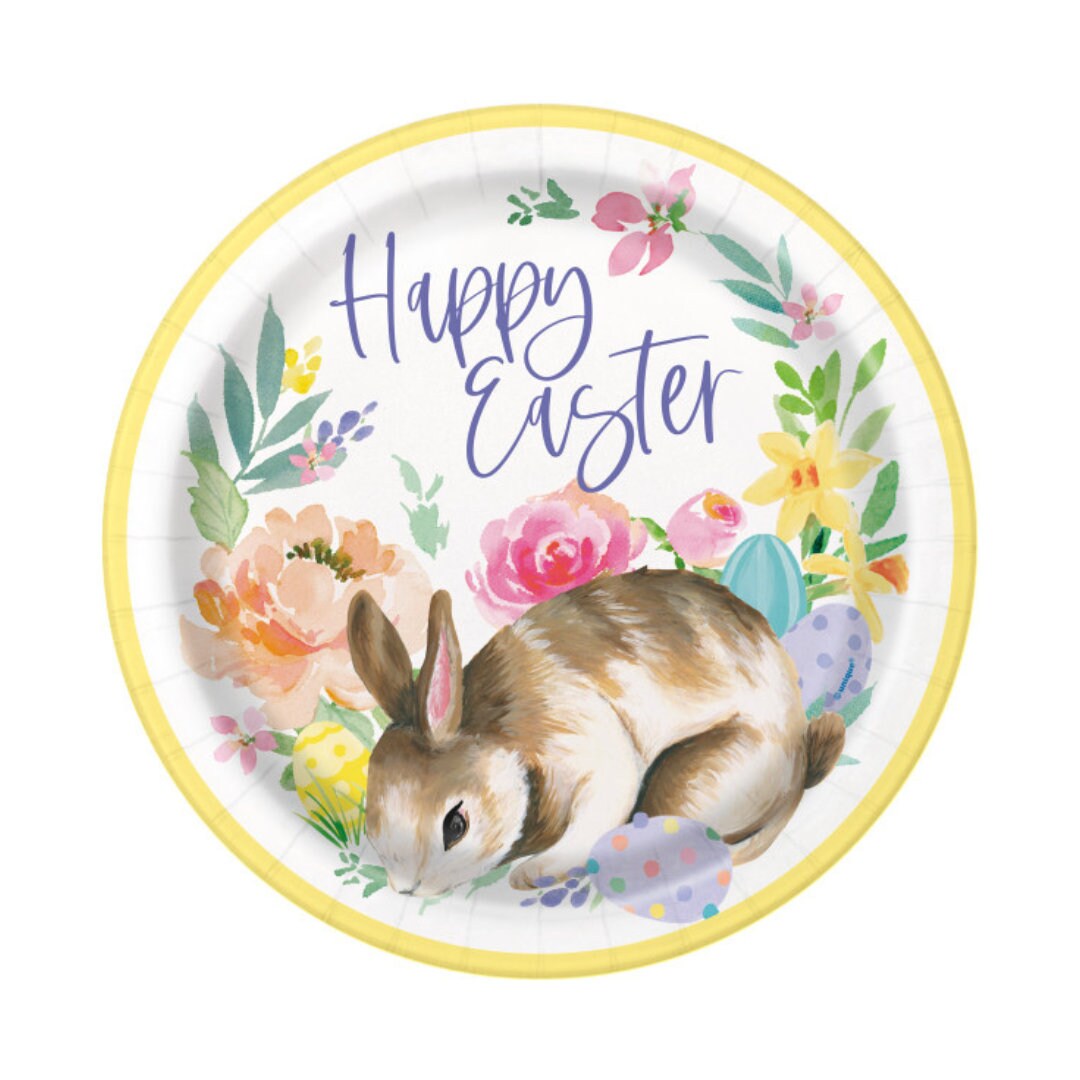 Classic Happy Easter Paper Party Plates X 8, Easter Tableware Set of ...