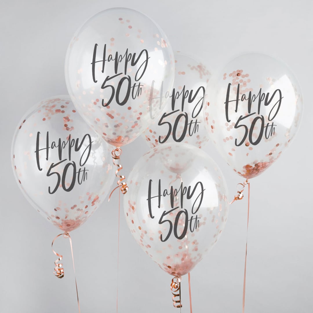 Happy 50th Balloons 5 Pack, 50th Birthday Balloons, 50th Helium ...