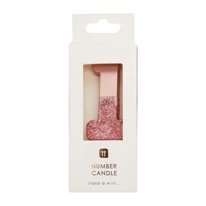 Pink Glitter Number Candle Number 1, 1st Birthday Cake Candle, 21 ...