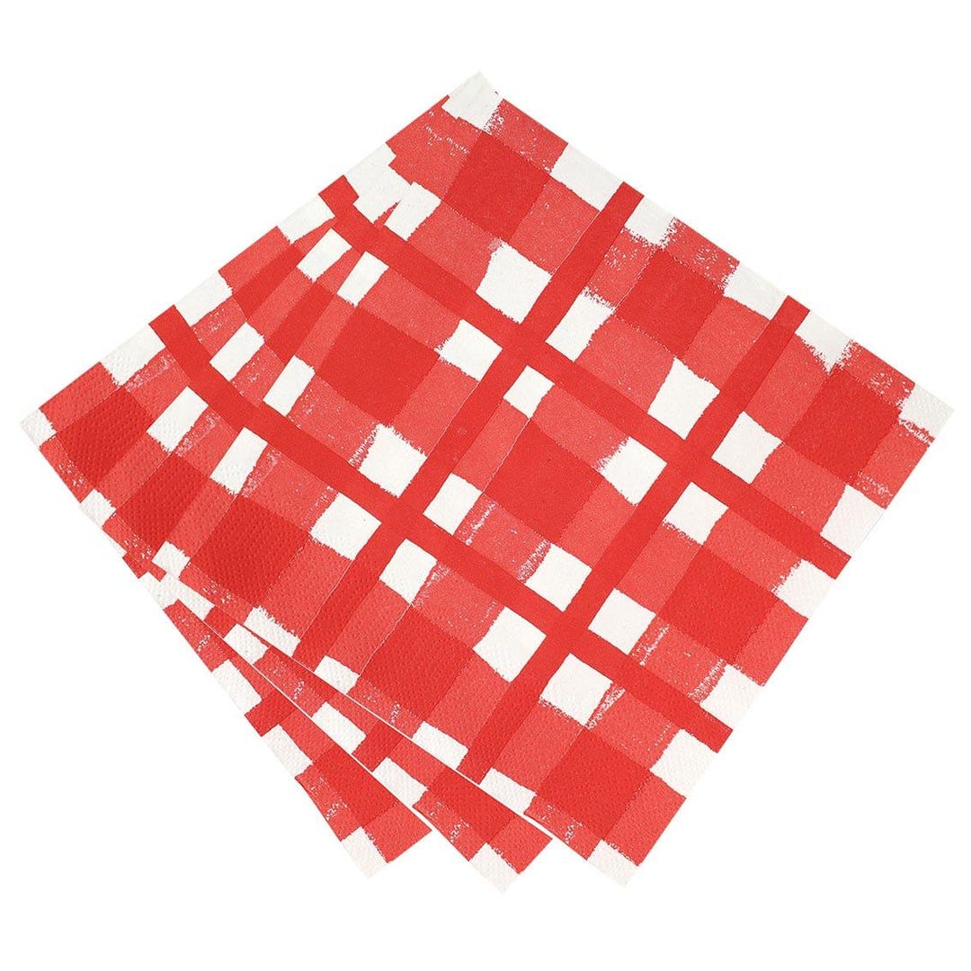 Red and White Gingham Paper Napkins X 20, Gingham Party Napkins, Teddy ...