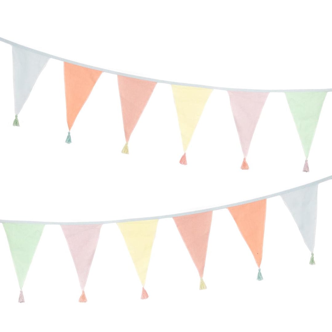 Pastel Cotton Fabric Bunting With Tassels by Talking Tables, Pastel ...