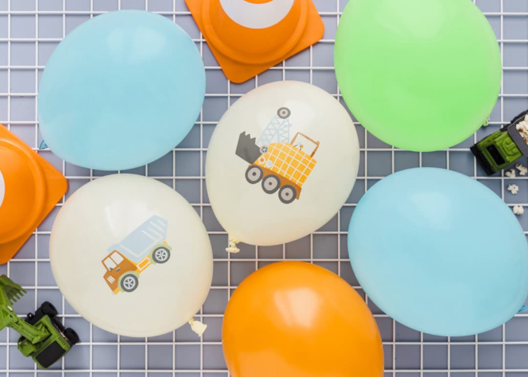 Construction Trucks Party Balloons X 6, Digger Party, Construction ...