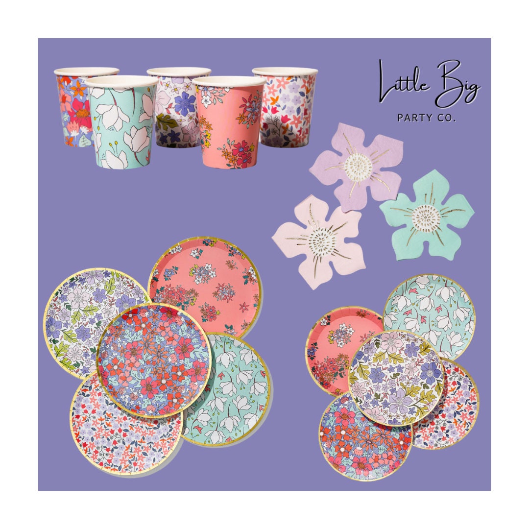 Floral Dinner Party Table Set, Flowers Birthday Party Set, Wildflower ...