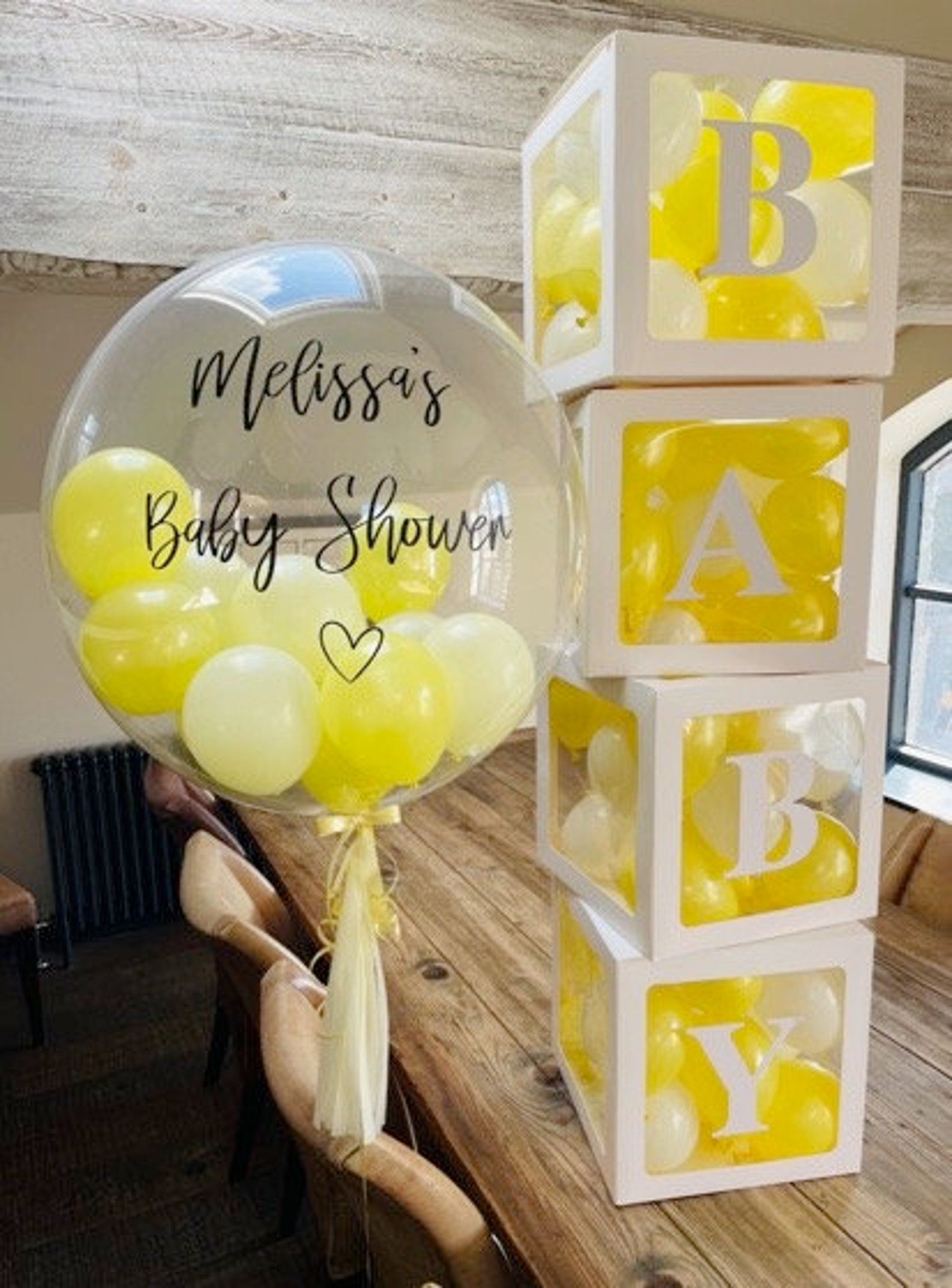 Custom White Baby Shower Blocks Personalised Balloon Blocks - Etsy UK
