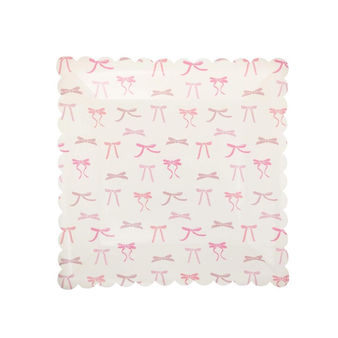 Pink Bows Scallop Party Plates X 8, Bow Party Plates, Bow Theme Party ...