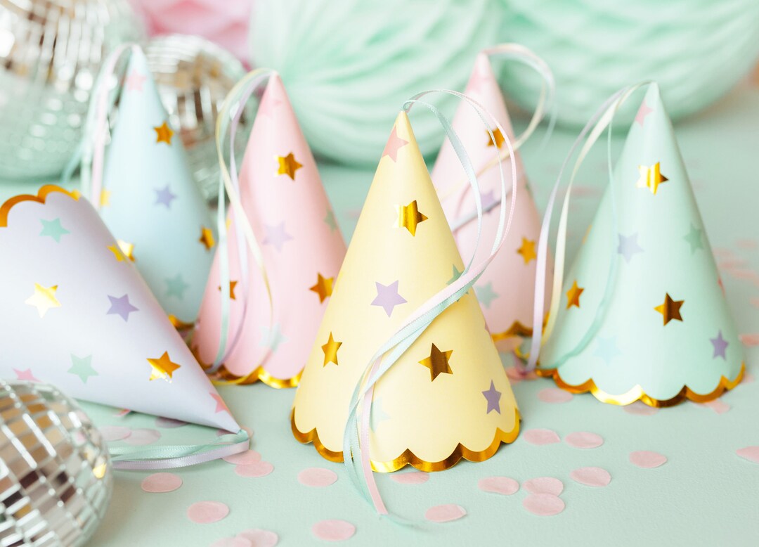 Pastel Party Hats X 6, Pastel Birthday Party Hats, Pastel Party ...