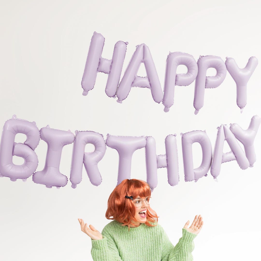 Pastel Purple Happy Birthday Balloon Kit, Light Purple Happy Birthday ...