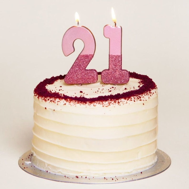 Pink Glitter Number Candle Number 1, 1st Birthday Cake Candle, 21 ...