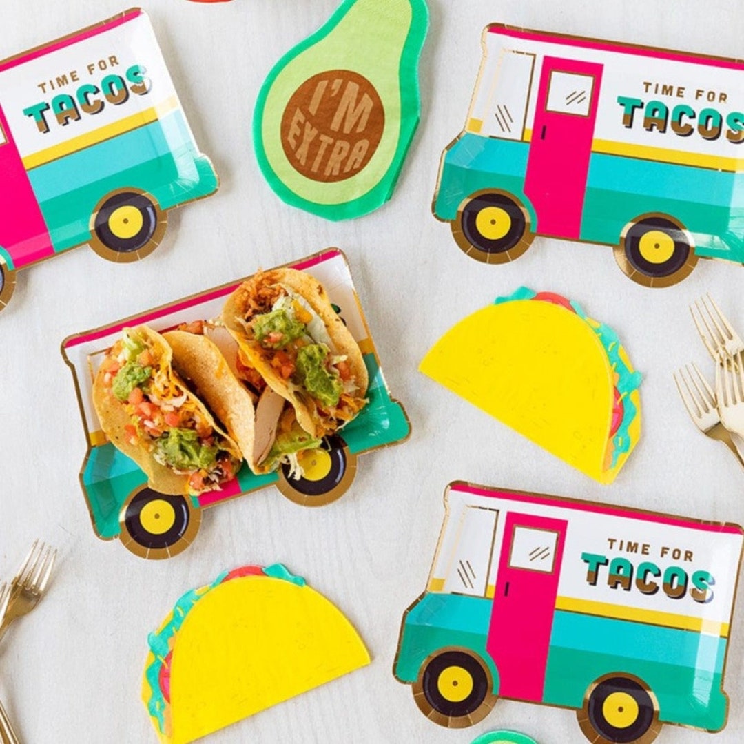 Taco Truck Party Plates X 8, Taco Tuesday Party, Taco Paper Plates, My ...