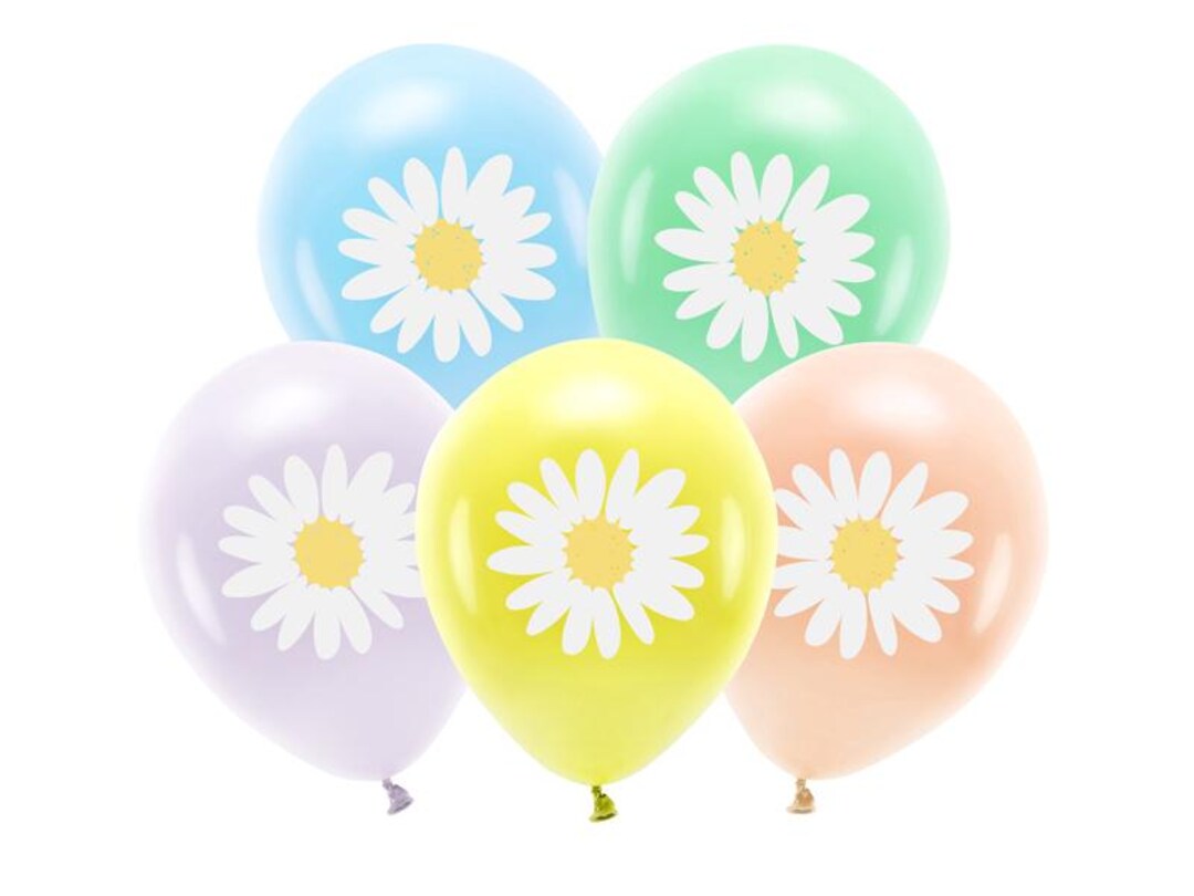 Pastel Daisy Balloons X 5, Girls Floral Party Balloons, Daisy ...