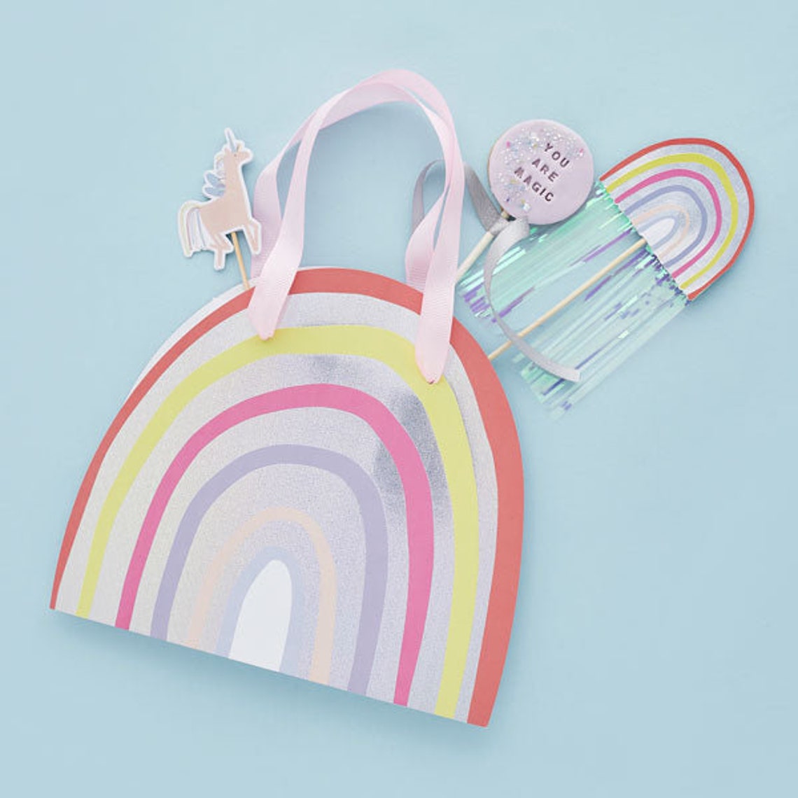 Rainbow Party Bags Pack of 5 Rainbow Birthday Favours - Etsy