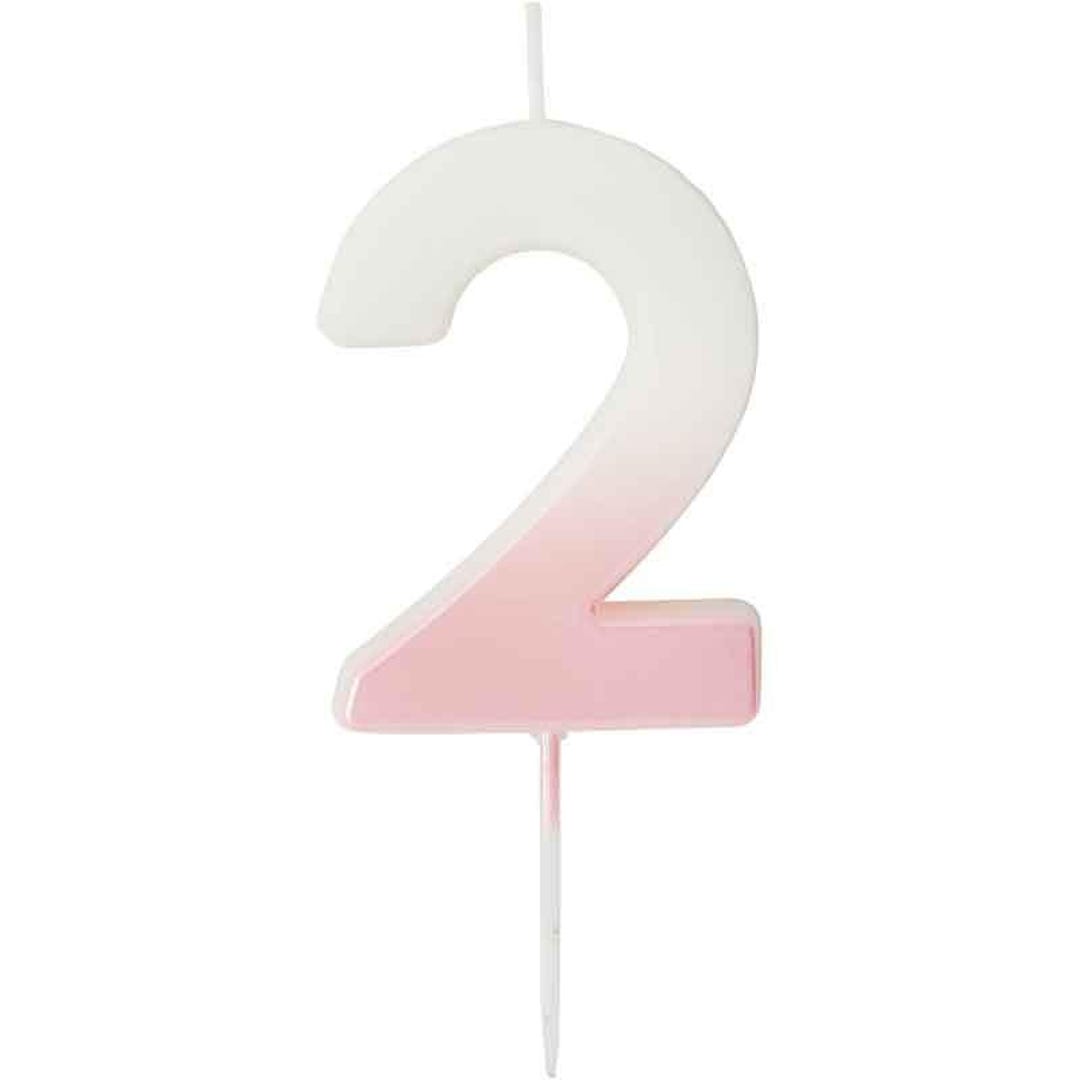 Pink Ombre Number 2 Cake Candle, 2nd Birthday Cake Candle - Etsy