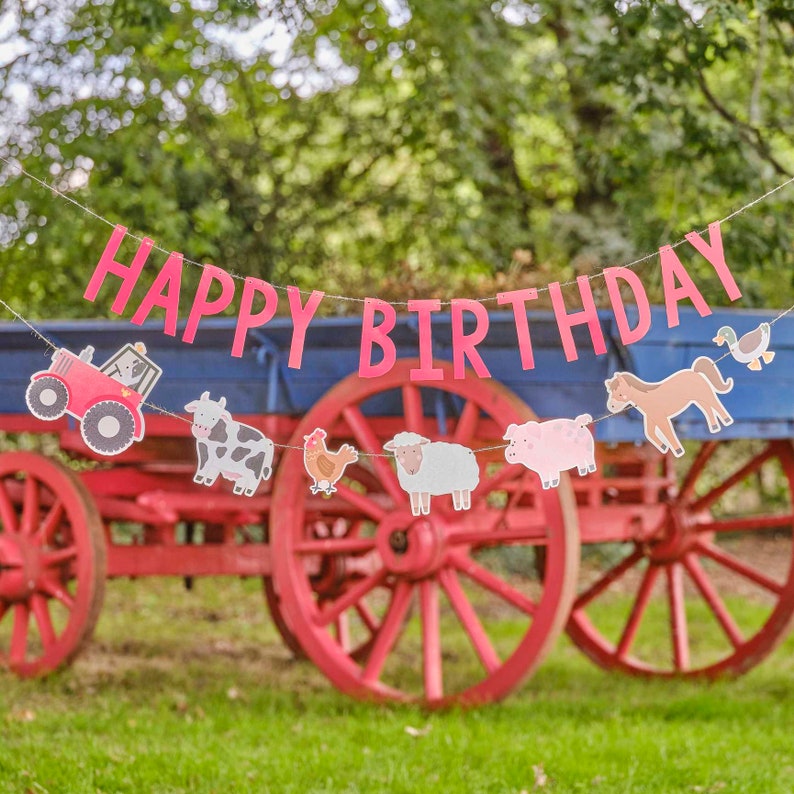 Farm Party Happy Birthday Bunting Farm Animal Party - Etsy