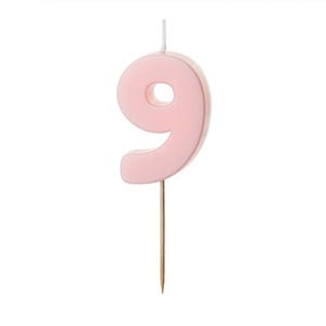 Light Pink Number 9 Candle, 9th Birthday, 19th, 90th Birthday Candles ...