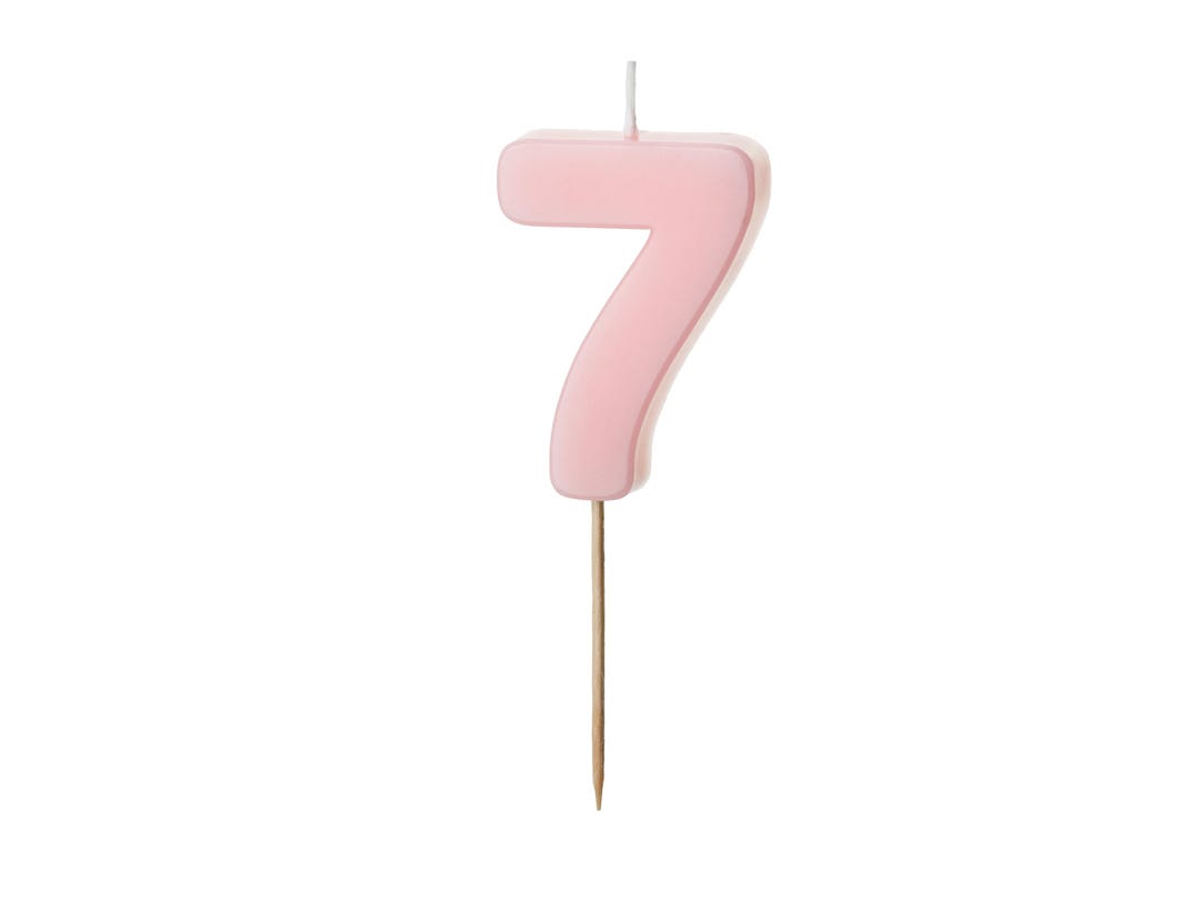 Light Pink Number 7 Candle, 7th Birthday, 17th, 70th Birthday Candles ...