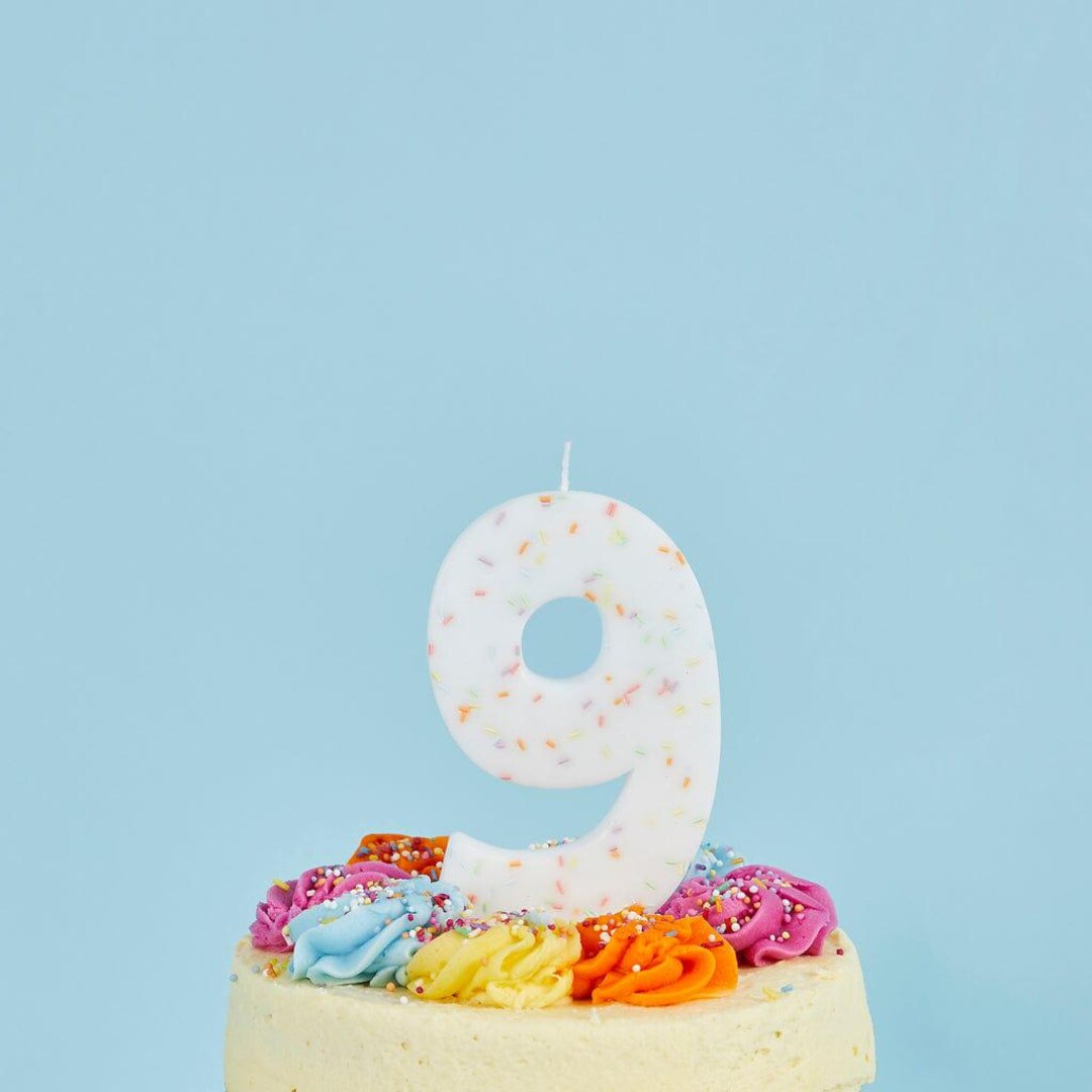 Giant Sprinkle Candle Number 9, 9th Birthday Cake Candle,19th 90th ...