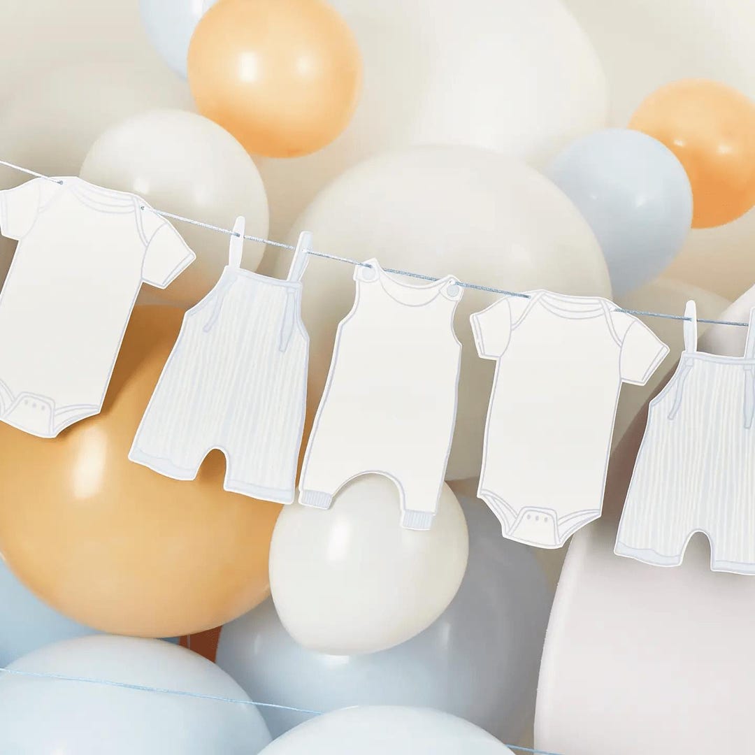 Blue Baby Grow Garland - 2.5m, Blue Baby Shower Decorations, Baby Boy ...
