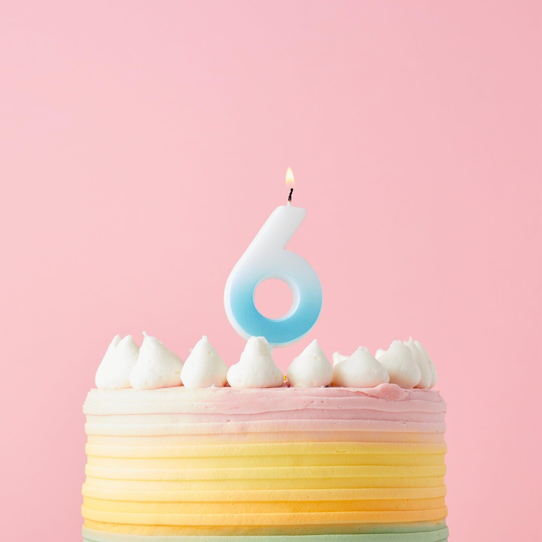 Blue Ombre Number 6 Cake Candle - Etsy