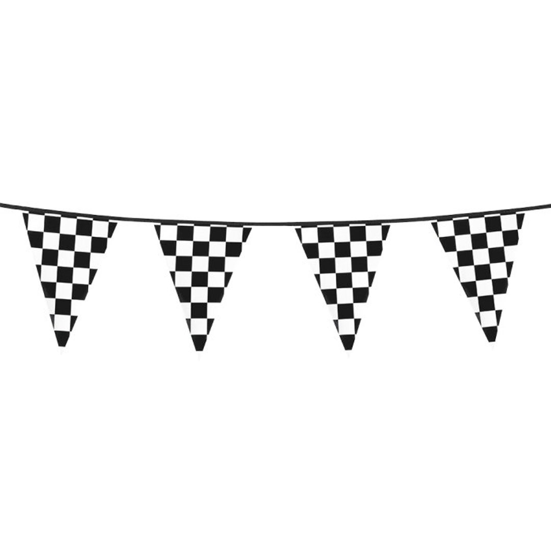Racing Party Chequered Flag Racing Bunting (6M), Race Car Birthday ...