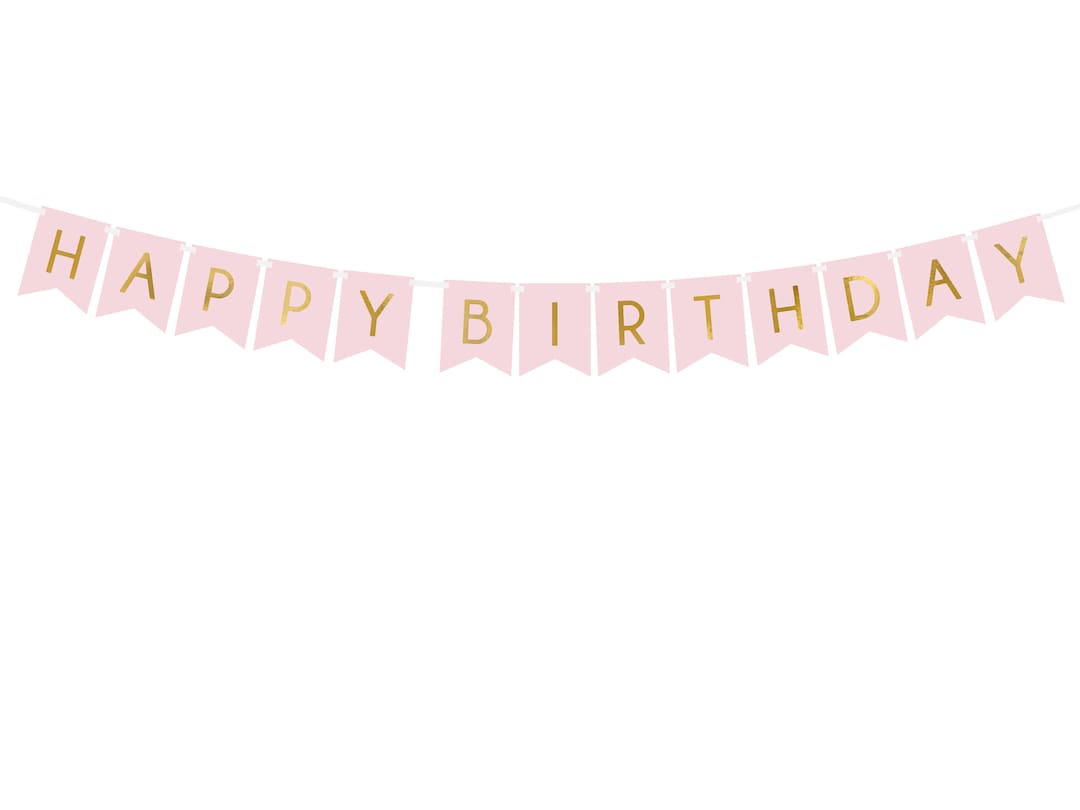 Pink Happy Birthday Party Bunting, Pink Happy Birthday Banner, Pink ...