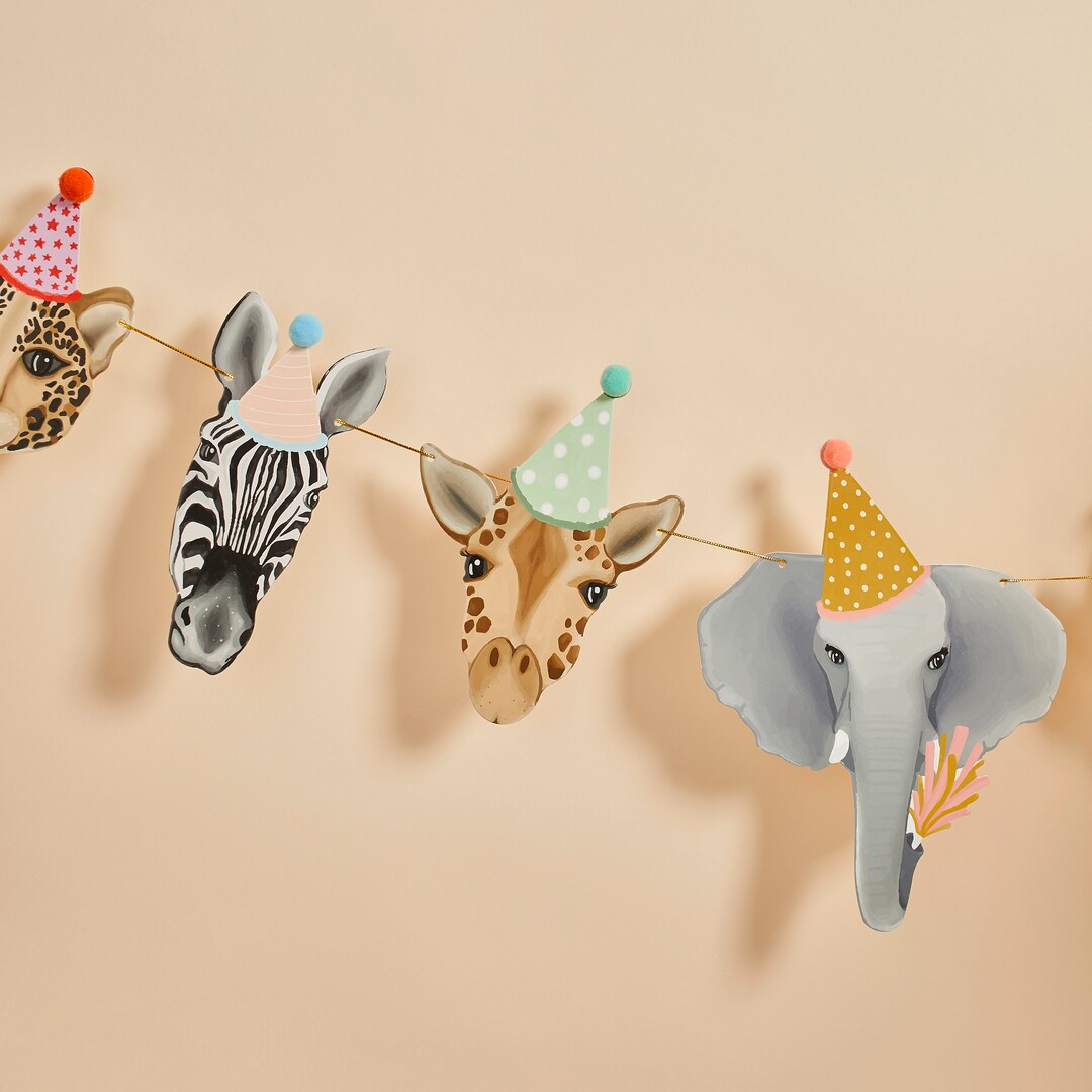 Animal Party Bunting, Safari Party Animal Garland 2m/7ft, Safari Banner ...