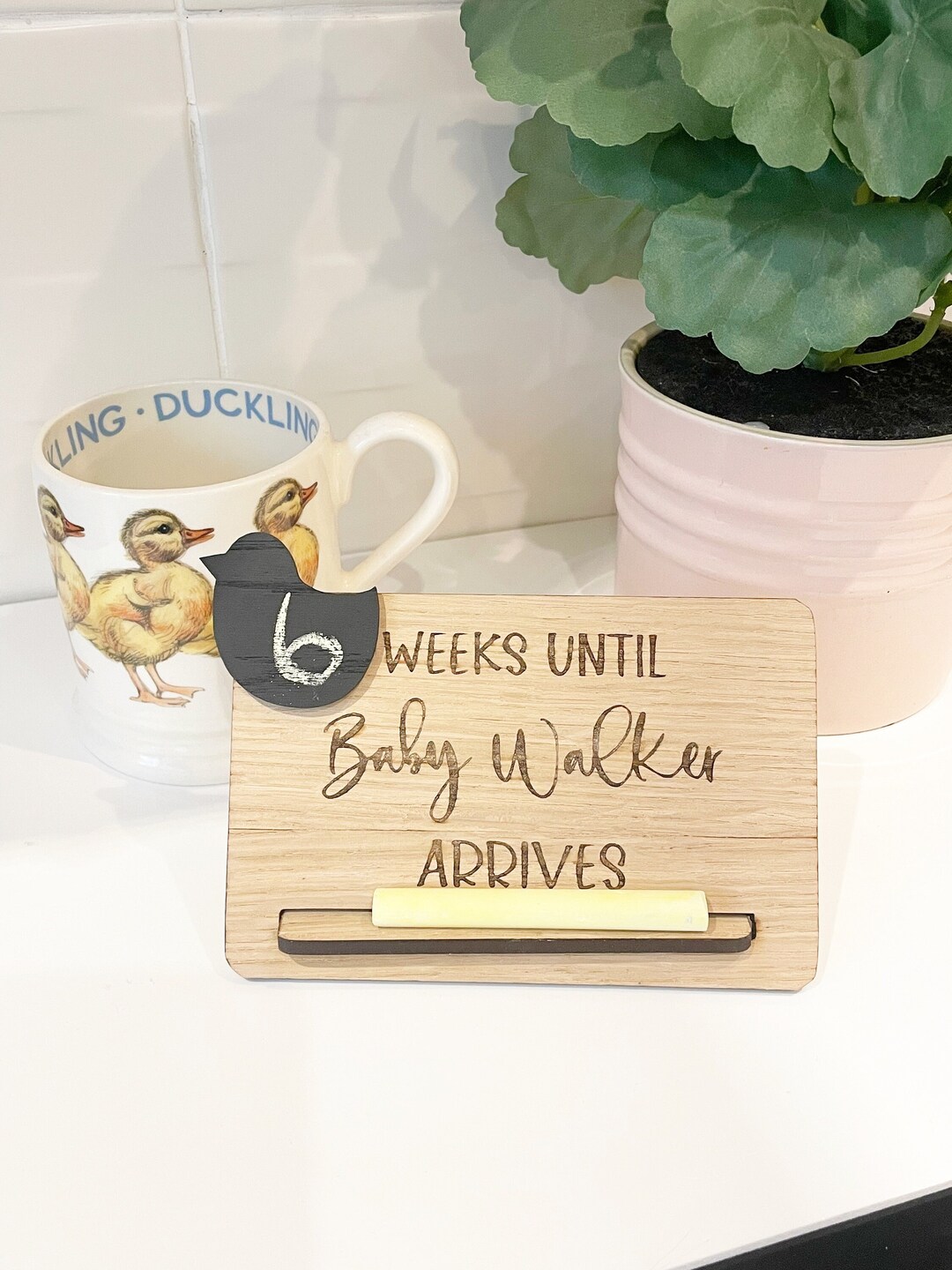 Personalised Baby Arrival Countdown Sign, Engraved Chalk Sign ...