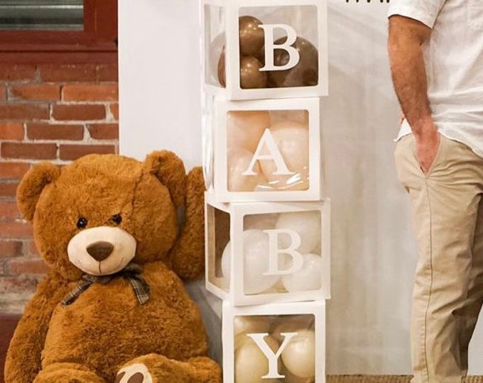 Wood Grain Baby Shower Blocks, Baby Boxes Bear Theme Decorations - Etsy ...