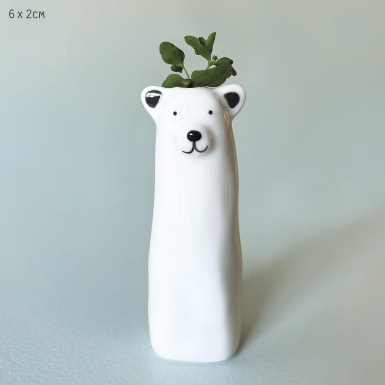 East of India Matchbox Vase Bear, Bear Porcelain Vase, Bear Themed Gift ...