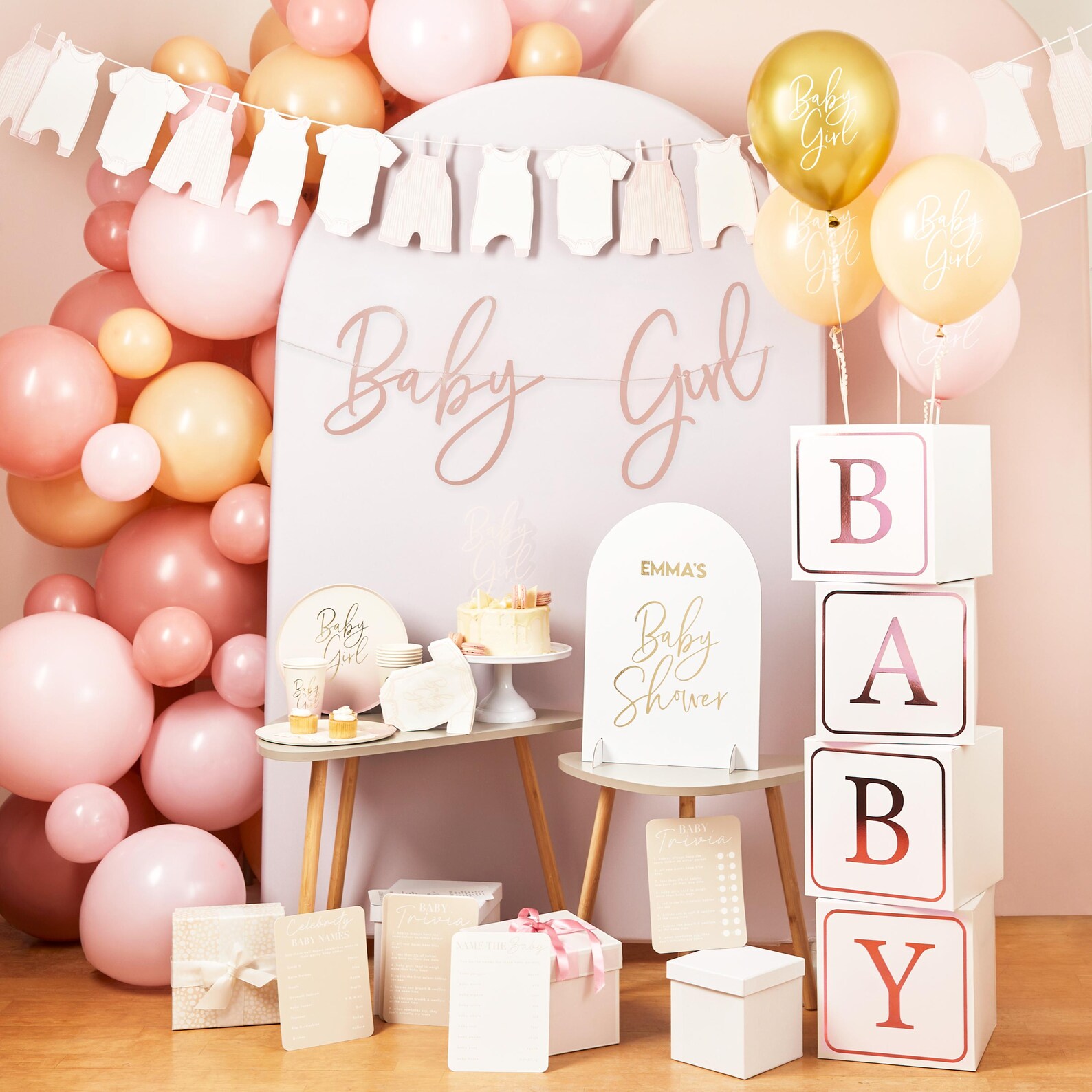 Pink Giant 'BABY' Blocks, Pink 'baby Girl' Baby Shower Decorations ...