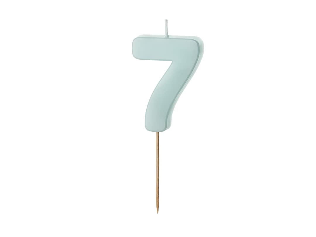 Light Blue Number 7 Candle, 7th Birthday, 17th, 70th Birthday Candles ...