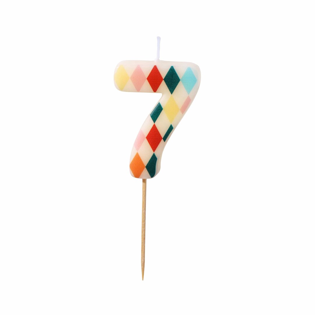 Circus Party Number 7 Candle, Rhombus Number 7 Candle, 7th Birthday ...