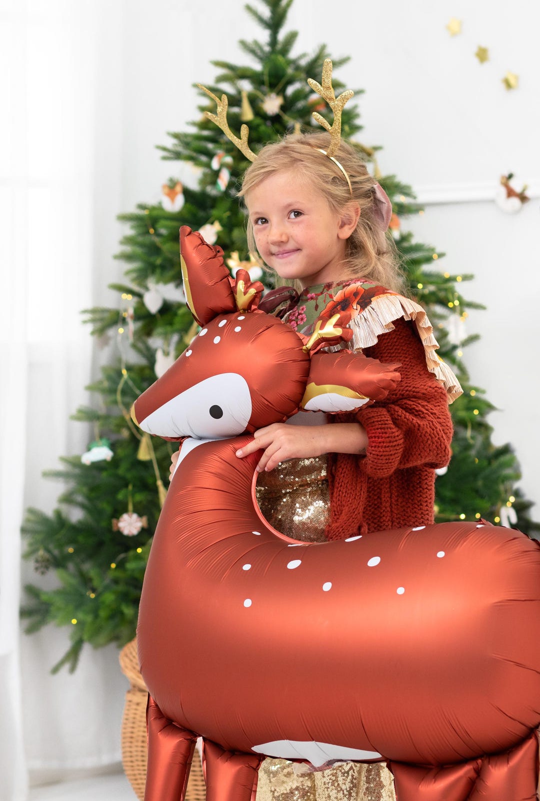 Woodland Party Giant Deer Foil Balloon, Large Deer Balloon, No Helium ...