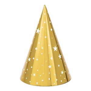 Gold Party Hats, Gold Birthday Party Hats X 6, Stunning Gold Party Hats ...