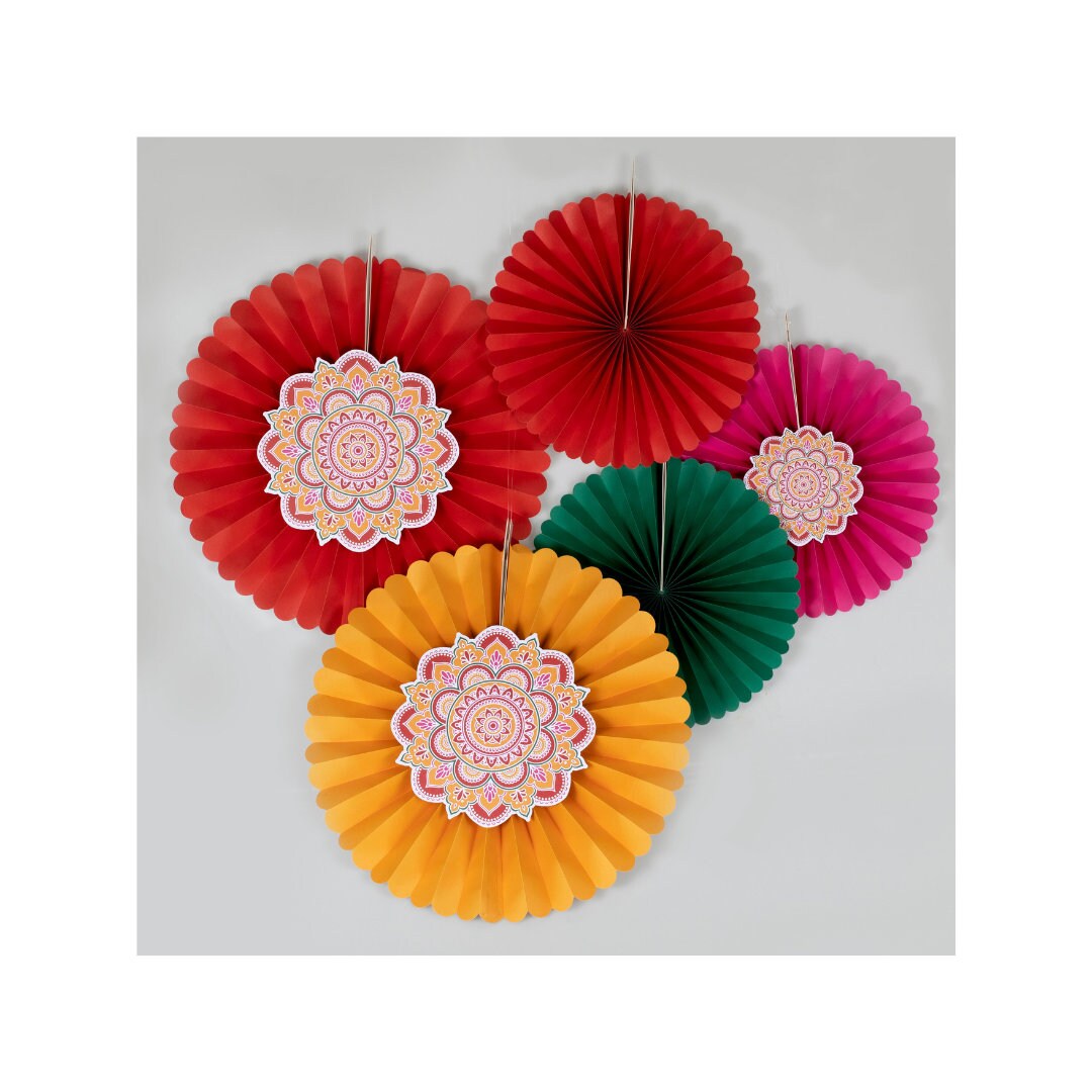 Multicoloured Diwali Paper Fan Decorations, Diwali Decorations, Diwali ...