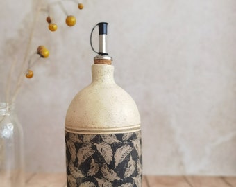 Ceramic Oil Bottle, Handmade Pottery, Rustic Oil Bottle, Olive Oil ...