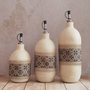 Ceramic Oil Bottle, Handmade Pottery, Rustic Oil Bottle, Olive Oil ...