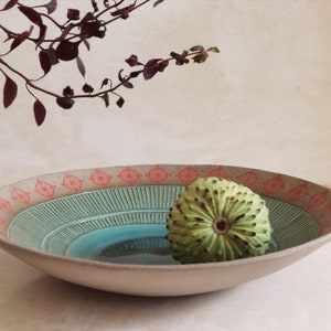 Large Wide Ceramic Bowl, Large Flat Bowl, Modern Ceramic Bowl, Pottery ...