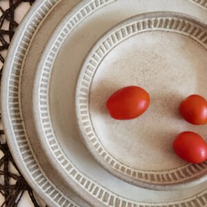 Set of 2 Beige Ceramic Plates | Beige Plates With Engraved Decorations ...