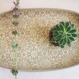 Ceramic Serving Tray, Pottery Serving Dish With Floral Decorations ...