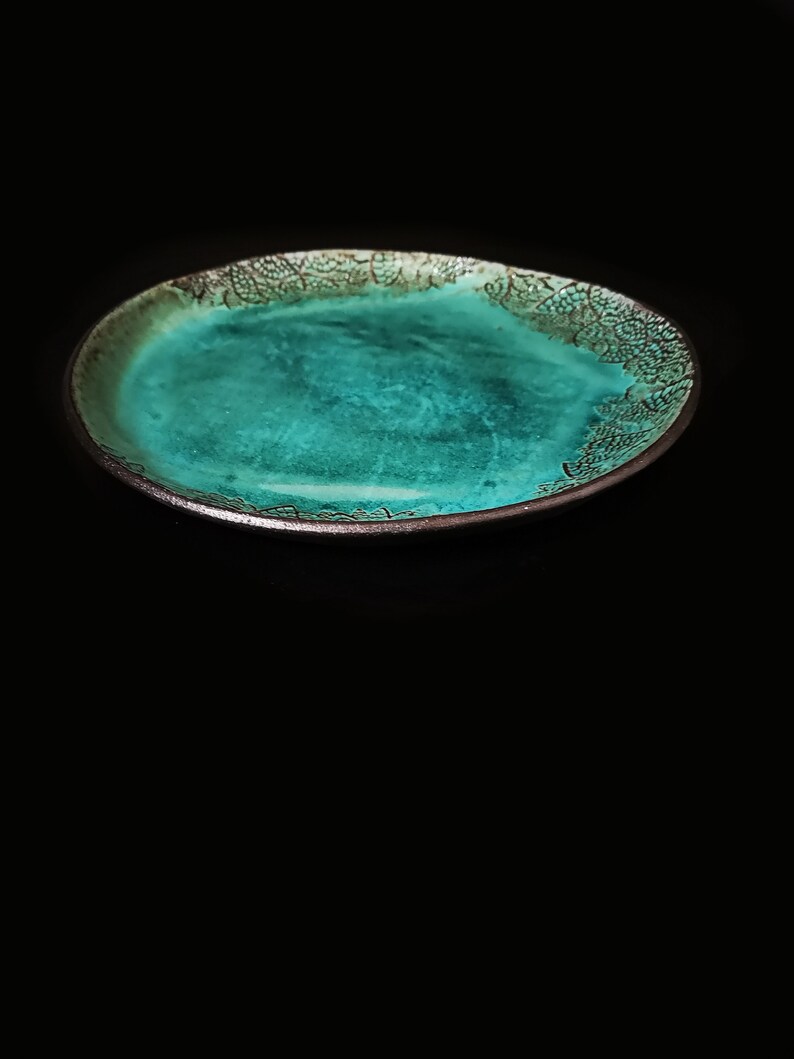 Set of 2 Turquoise Ceramic Flat Plates Turquoise Plates With - Etsy