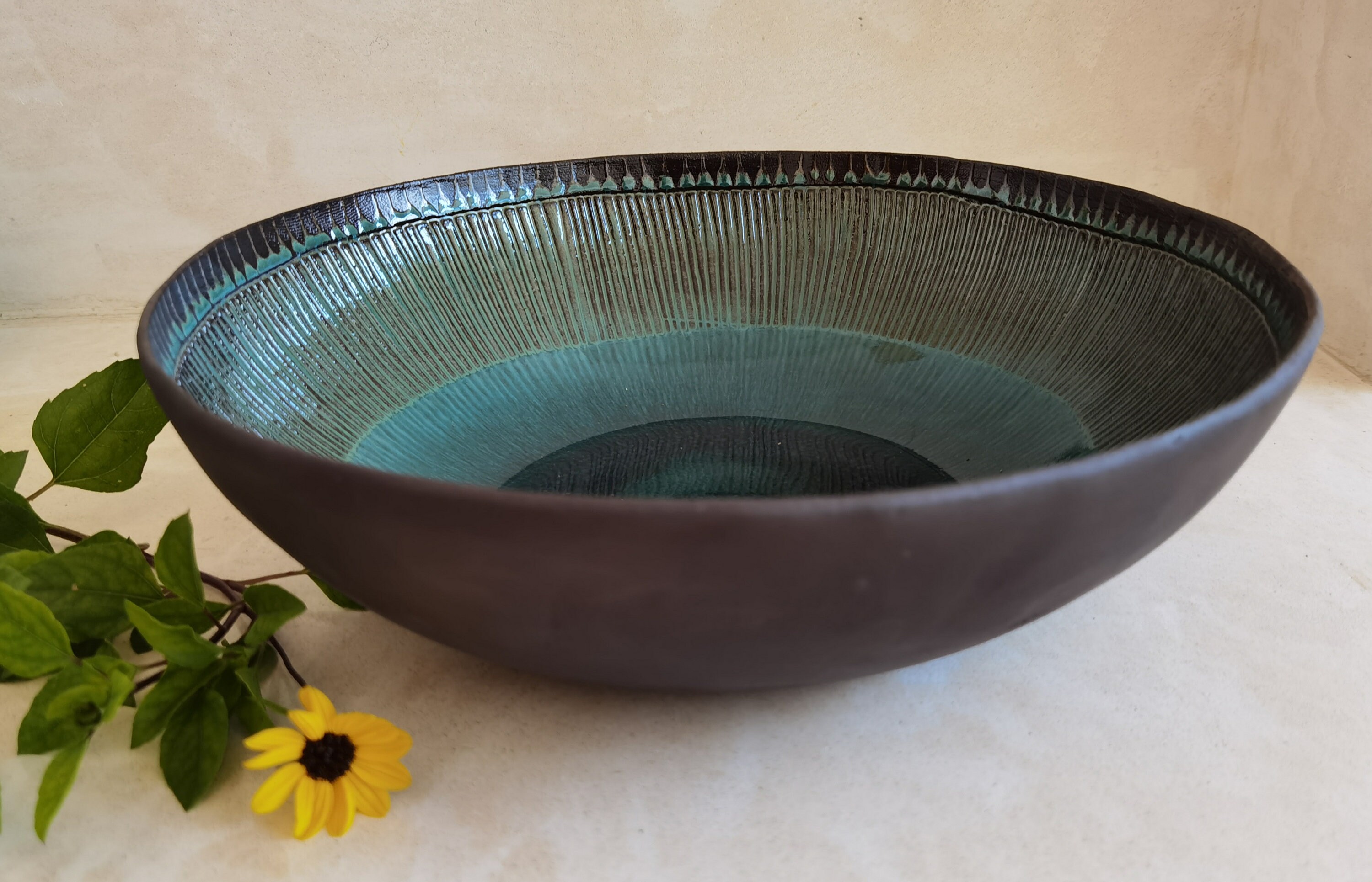 Large Wide and Deep Ceramic Bowl Bowl With Hand-painted - Etsy