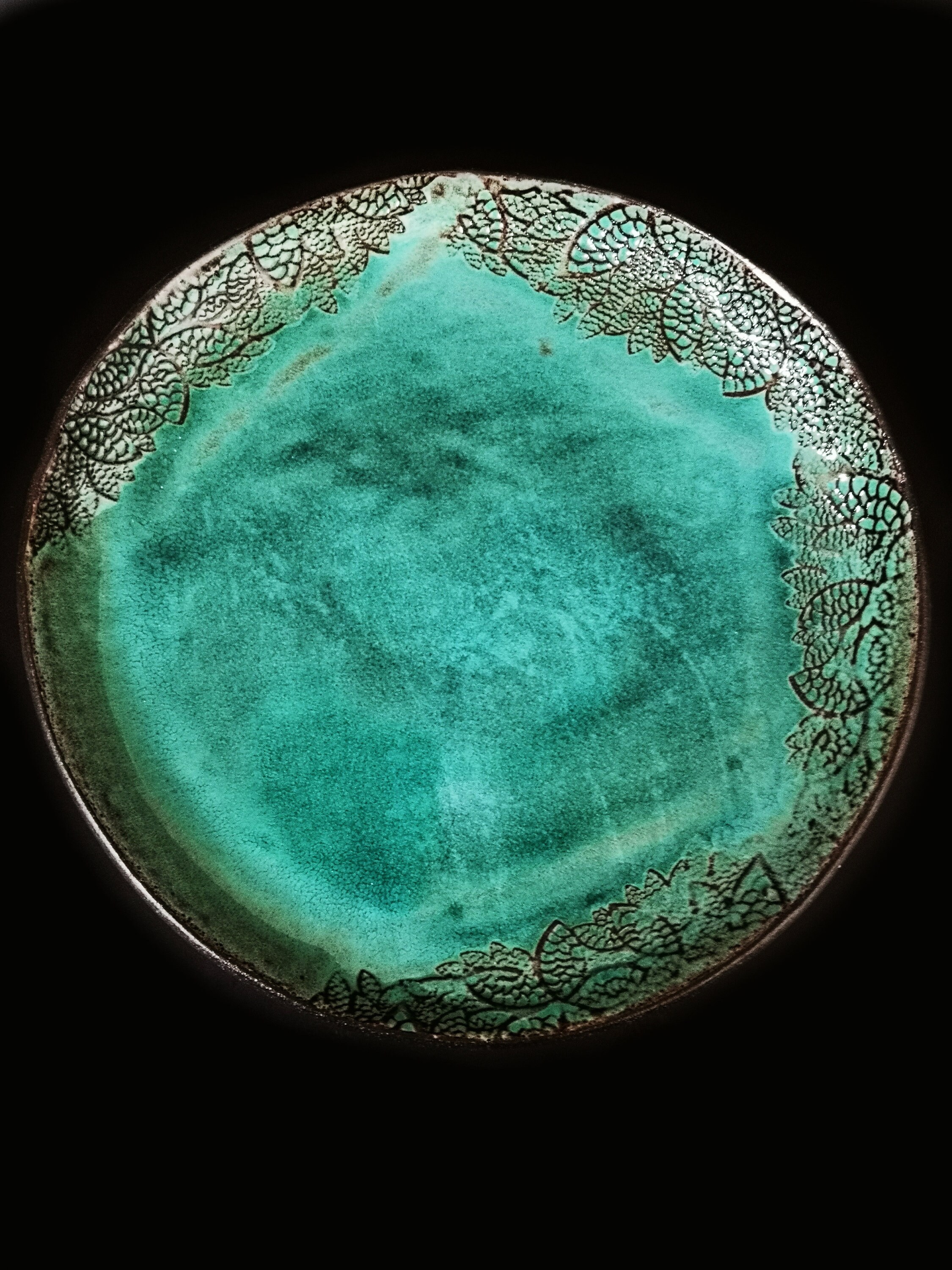 Set of 2 Turquoise Ceramic Flat Plates Turquoise Plates with | Etsy