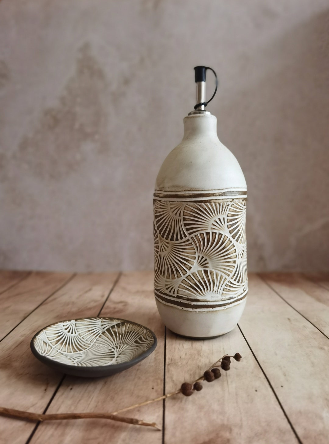 Ceramic Oil Bottle, Handmade Pottery, Rustic Oil Bottle, Olive Oil ...