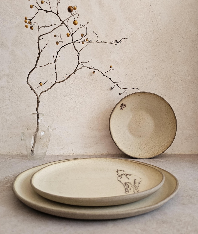 Handmade Ceramic Dinnerware Set: Horse Decorations, Unique Pottery ...