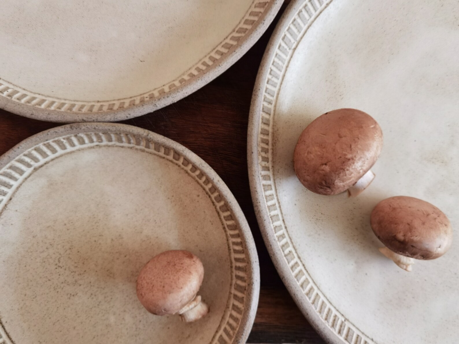 Set of 2 Beige Ceramic Plates Beige Plates With Engraved | Etsy