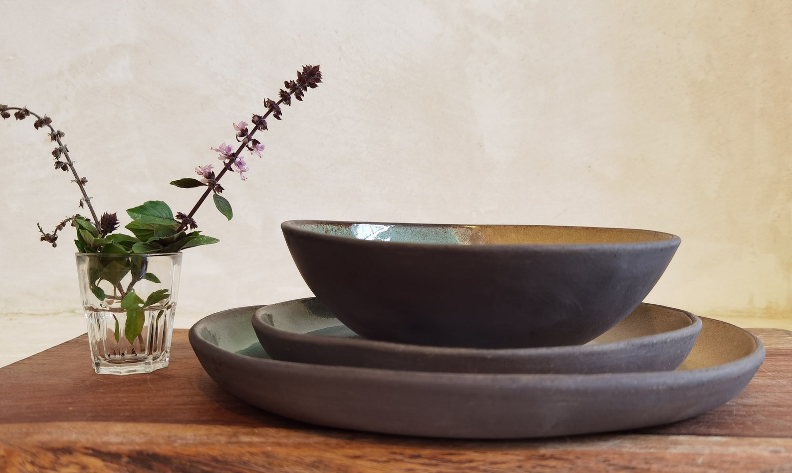 Ceramic serving dish set Modern Ceramic Dinnerware Set Beige | Etsy